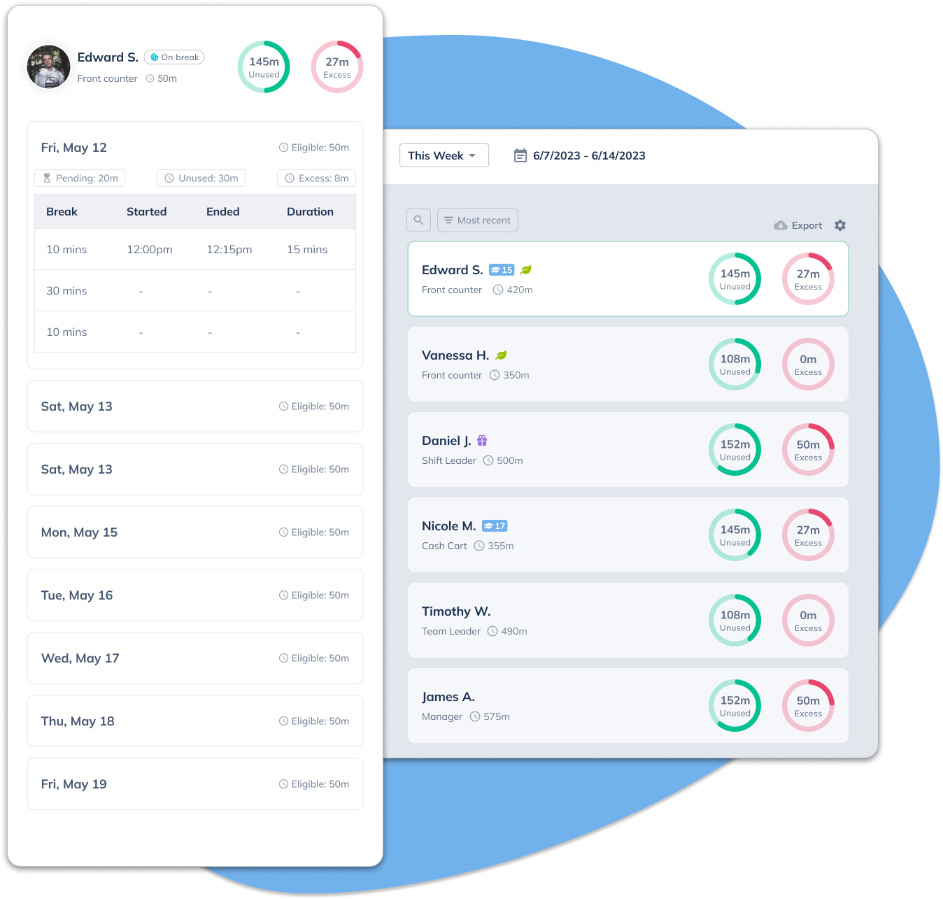 OneClickApp.com - Break Tracking